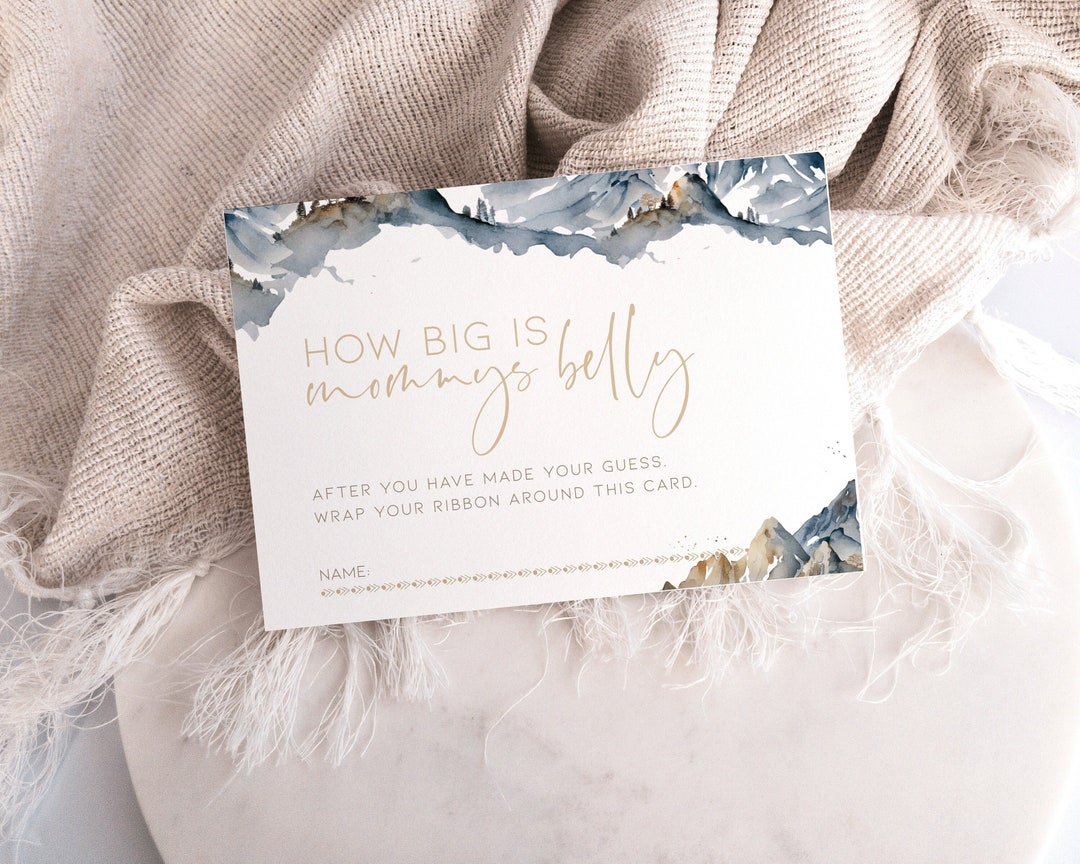 Baby Shower Games How Big is Mommys Belly Ticket, Mountain Themed Funny ...