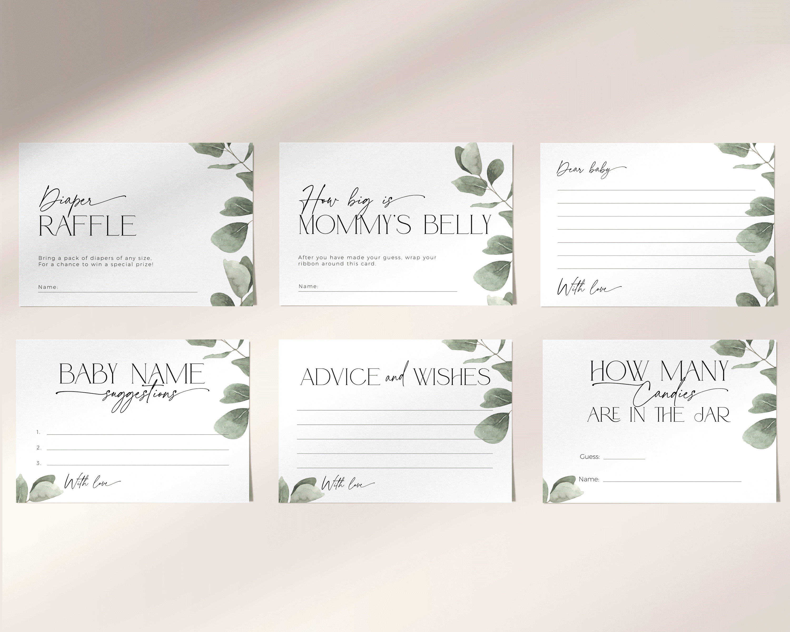 Greenery Baby Shower Games Bundle PRINTABLE Editable - Etsy