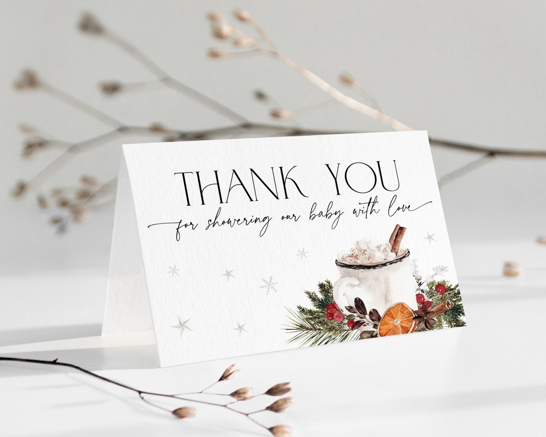 Cookies and Cocoa Baby Shower Thank You Card, A Merry Little Christmas ...