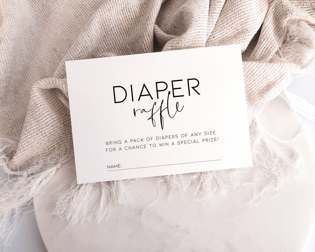 Minimalist Diaper Raffle Ticket Printable, Modern Baby Shower Diaper ...