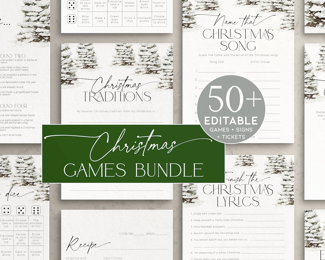 Christmas Bundle Games for Adults and Kids, Printable Holiday Activity ...