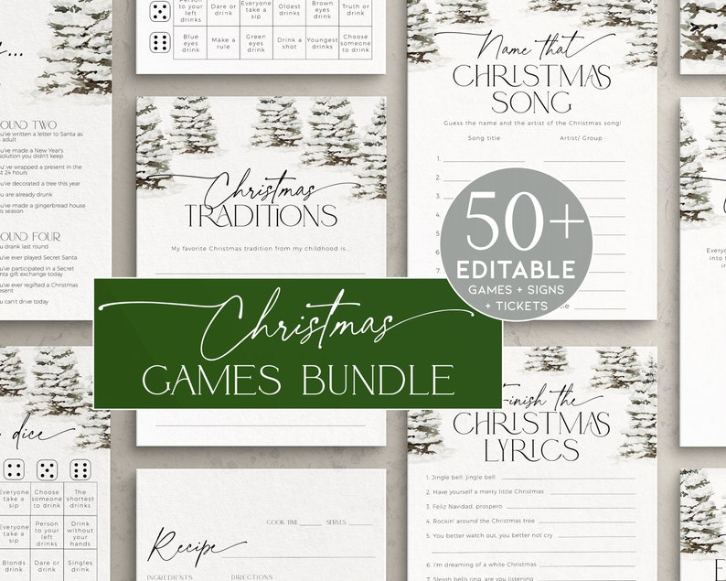 Christmas Bundle Games for Adults and Kids, Printable Holiday Activity ...