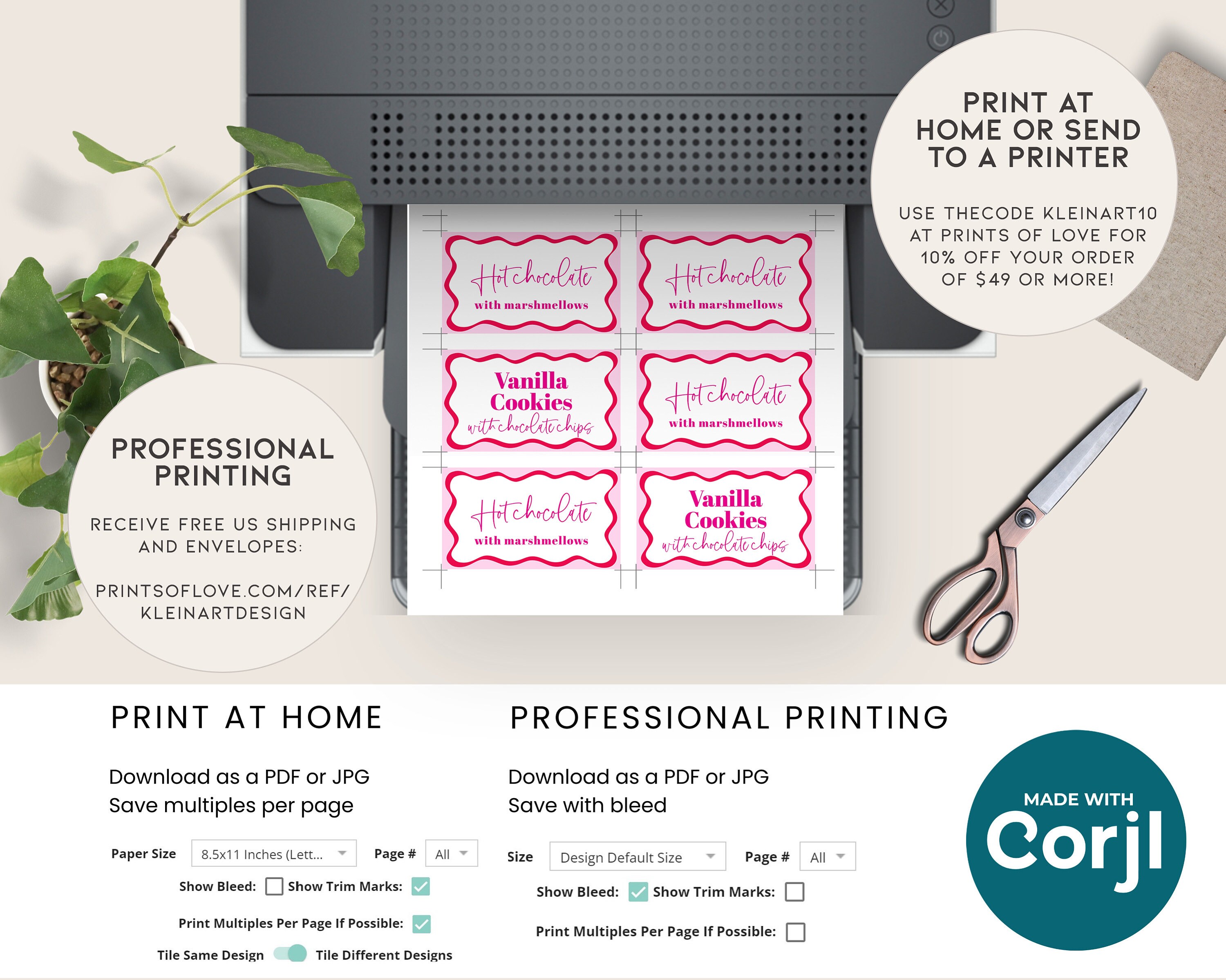 Hot Pink Buffet Card With Wavy Border Bridal Shower Printable, Bright ...