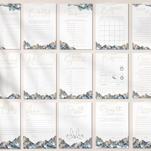 Mountain Themed Baby Shower GAMES BUNDLE Printable, Adventure Awaits ...