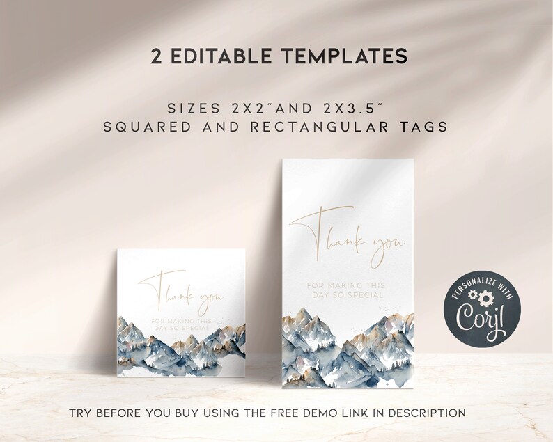 Mountain Theme Thank You Tags INSTANT DOWNLOAD, Woodland Favor Bag ...