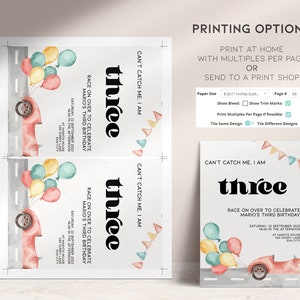 Editable Race Car I Am Three Birthday Invitation, Red 3rd Party Invite ...