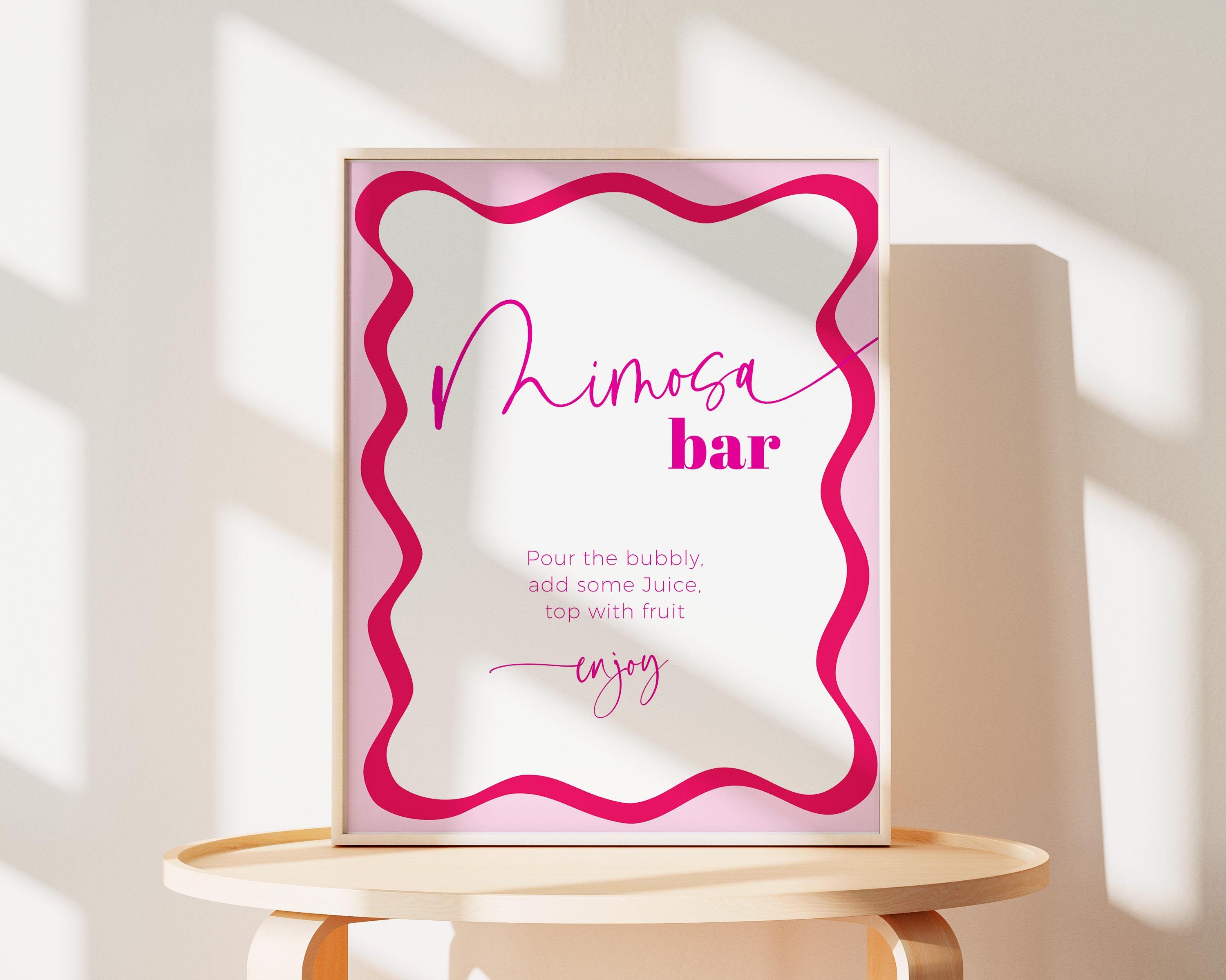 Hot Pink Wavy Border Mimosa Bar Sign Bridal Shower, Modern Baby Party ...