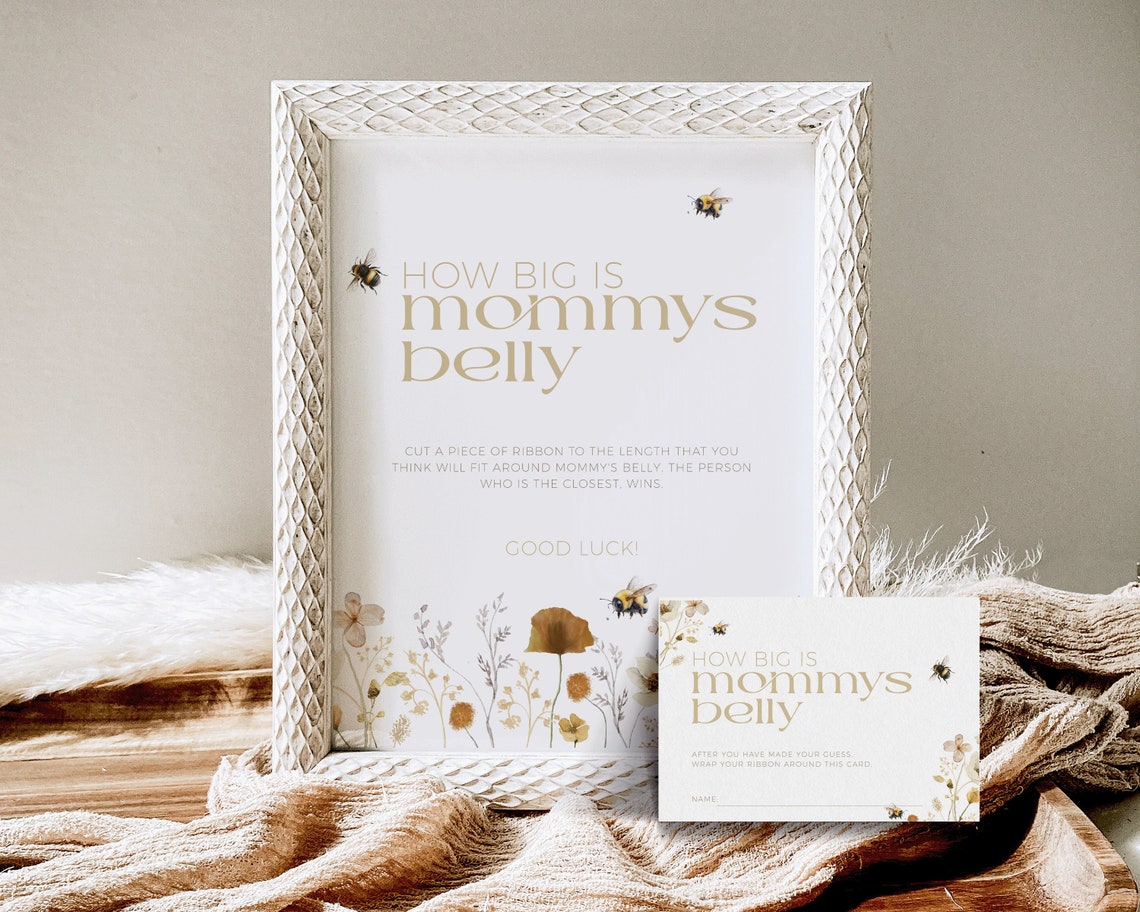 Editable Honey Bee How Big is Mommy's Belly Sign and Ticket, Mommy to ...