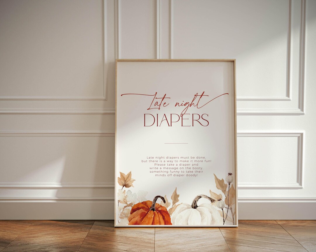 Late Night Diapers Sign Fall in Love With Baby Shower Game, Little ...