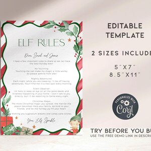 Elf Rules Sign PRINTABLE, Official Magic Elf Arrival Letter Template ...