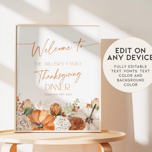 Thanksgiving Dinner Welcome Sign Printable, White Pumpkin Fall Festival ...