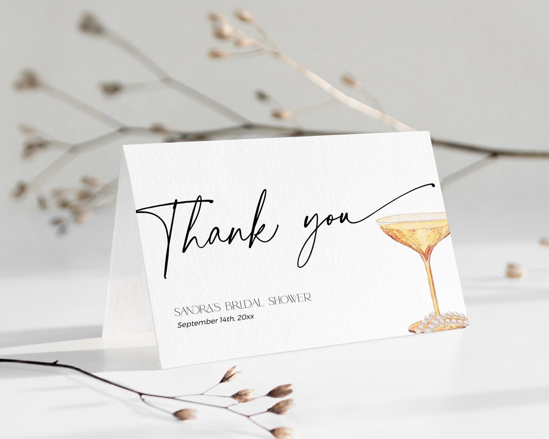 Pearls and Prosecco Thank You Card Bridal Shower, Brunch Bubbly Thanks ...