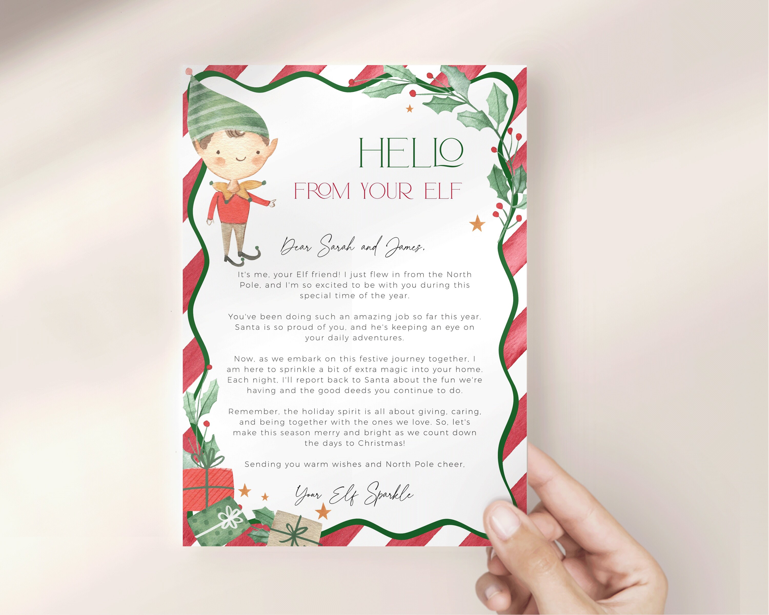 Elf Arrival Letter From Santa PRINTABLE Pink Hello From Your - Etsy