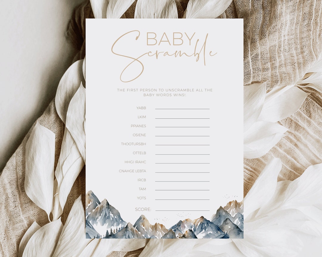 Baby Shower Games Baby Word Scramble, Mountain Themed Funny Baby Shower ...