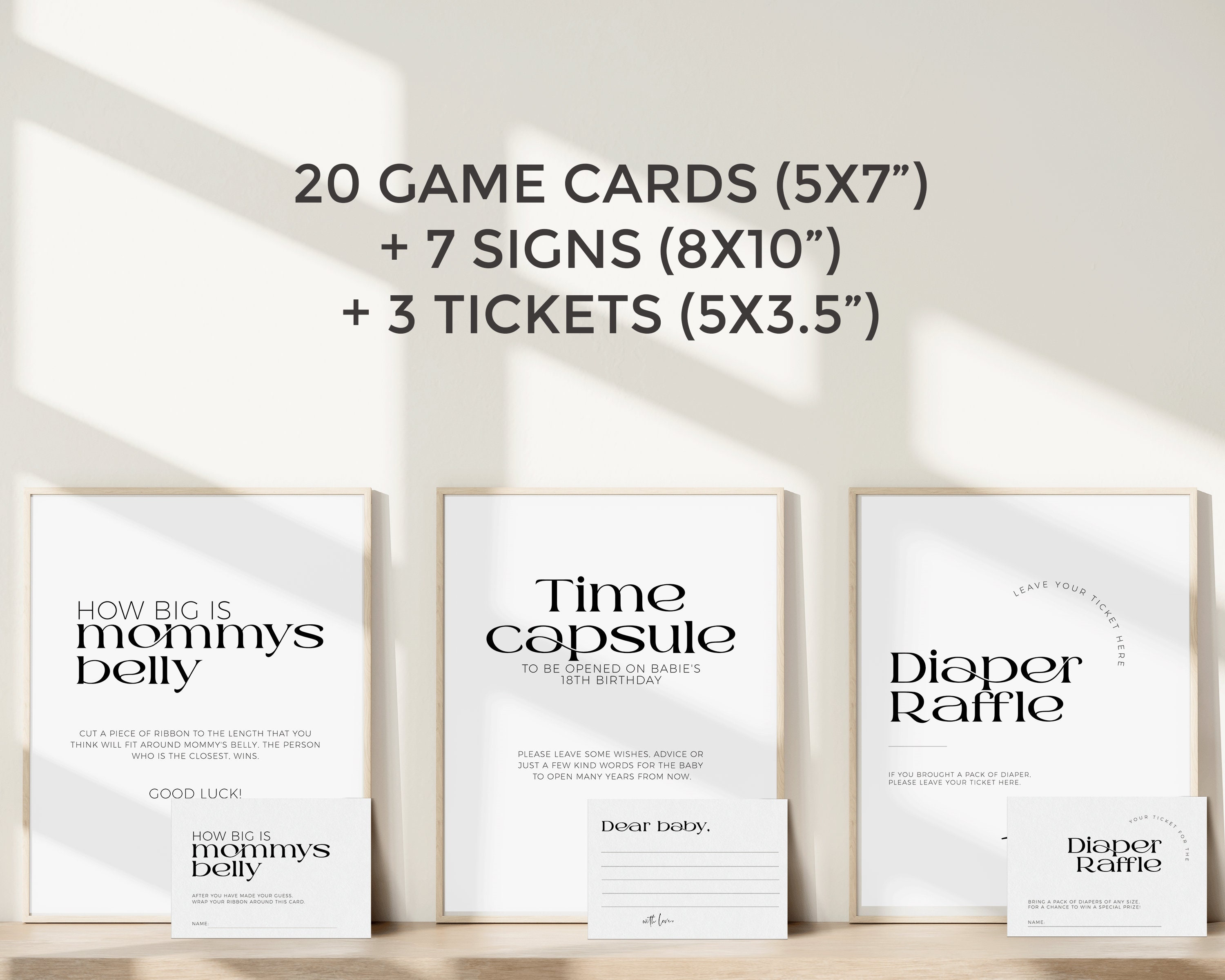 Baby Shower Games Bundle PRINTABLE, Baby Gift Bingo Minimalist, Time ...