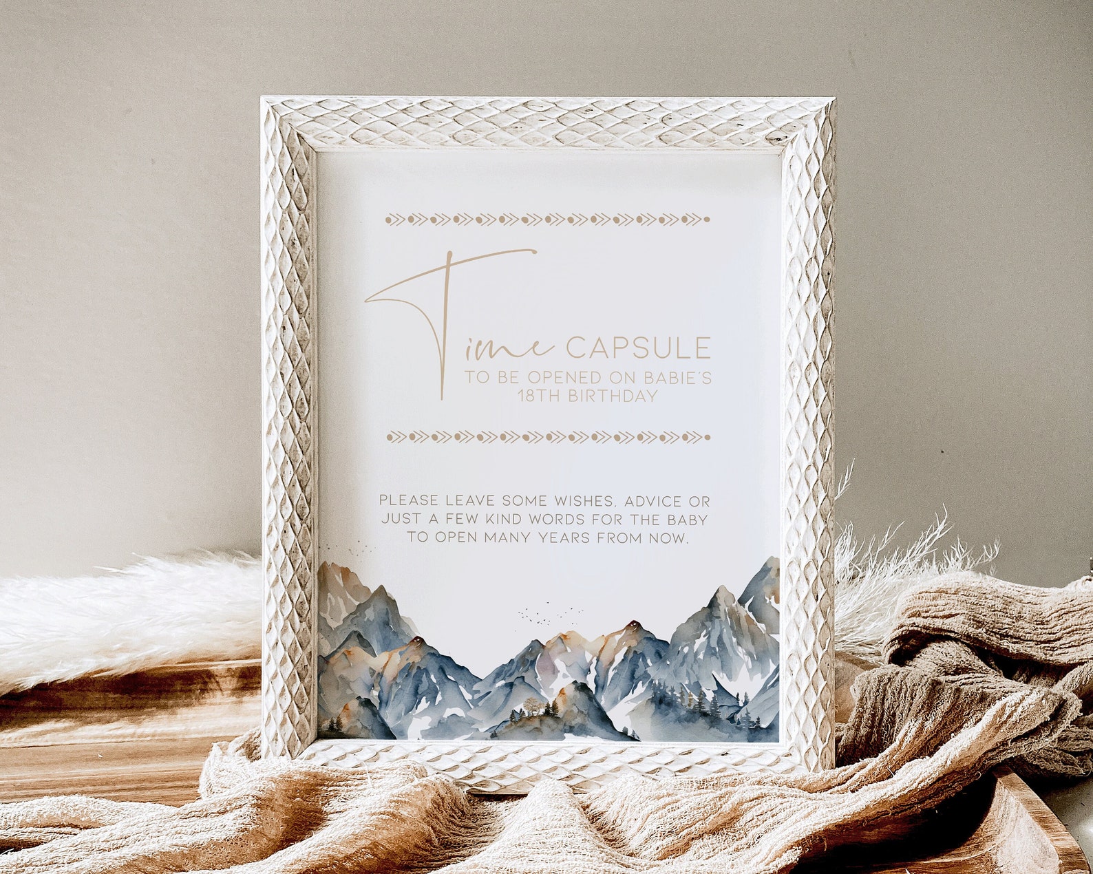 Time Capsule Sign Baby Shower Game DOWNLOAD, Baby Wishes Mountain ...