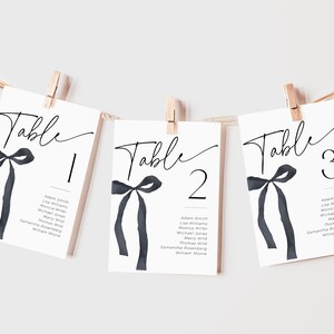 Black Bow Table Card Seating Chart Template, Gothic She's Tying the ...