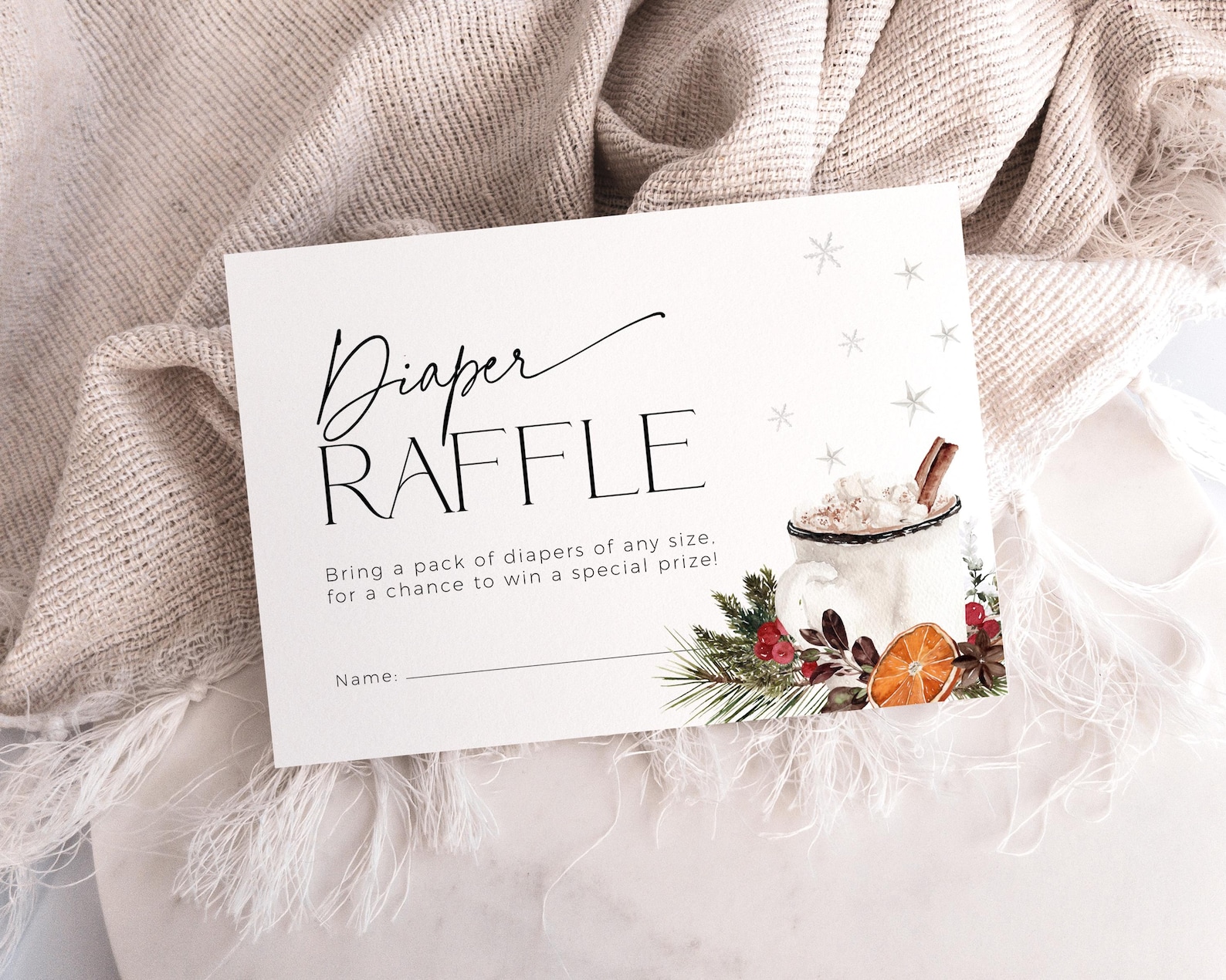 Cookies and Cocoa Christmas Diaper Raffle Ticket Template, Merry Little ...