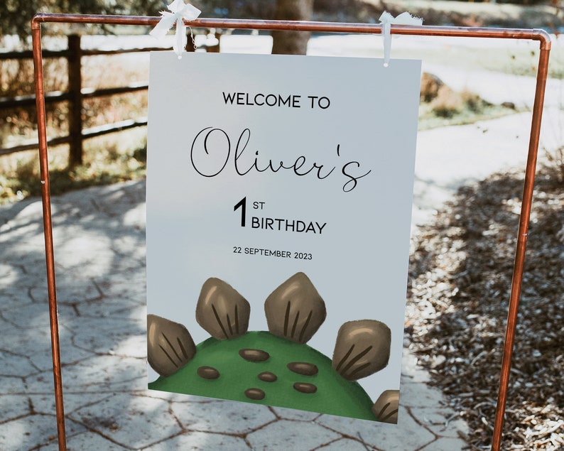 Dinosaur Birthday Welcome Sign Printable, T-rex Party Poster Boy ...
