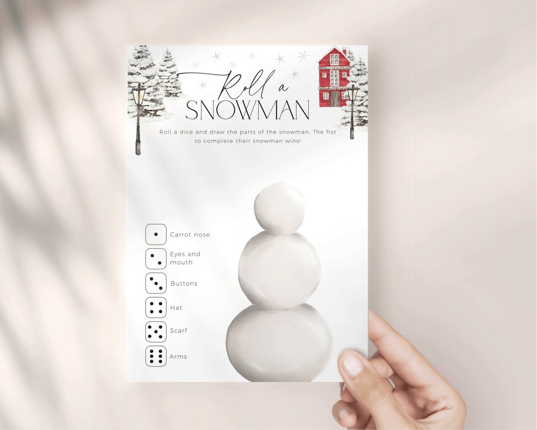 Roll a Snowman Dice Game, Printable Kids Holiday Activity, Editable ...