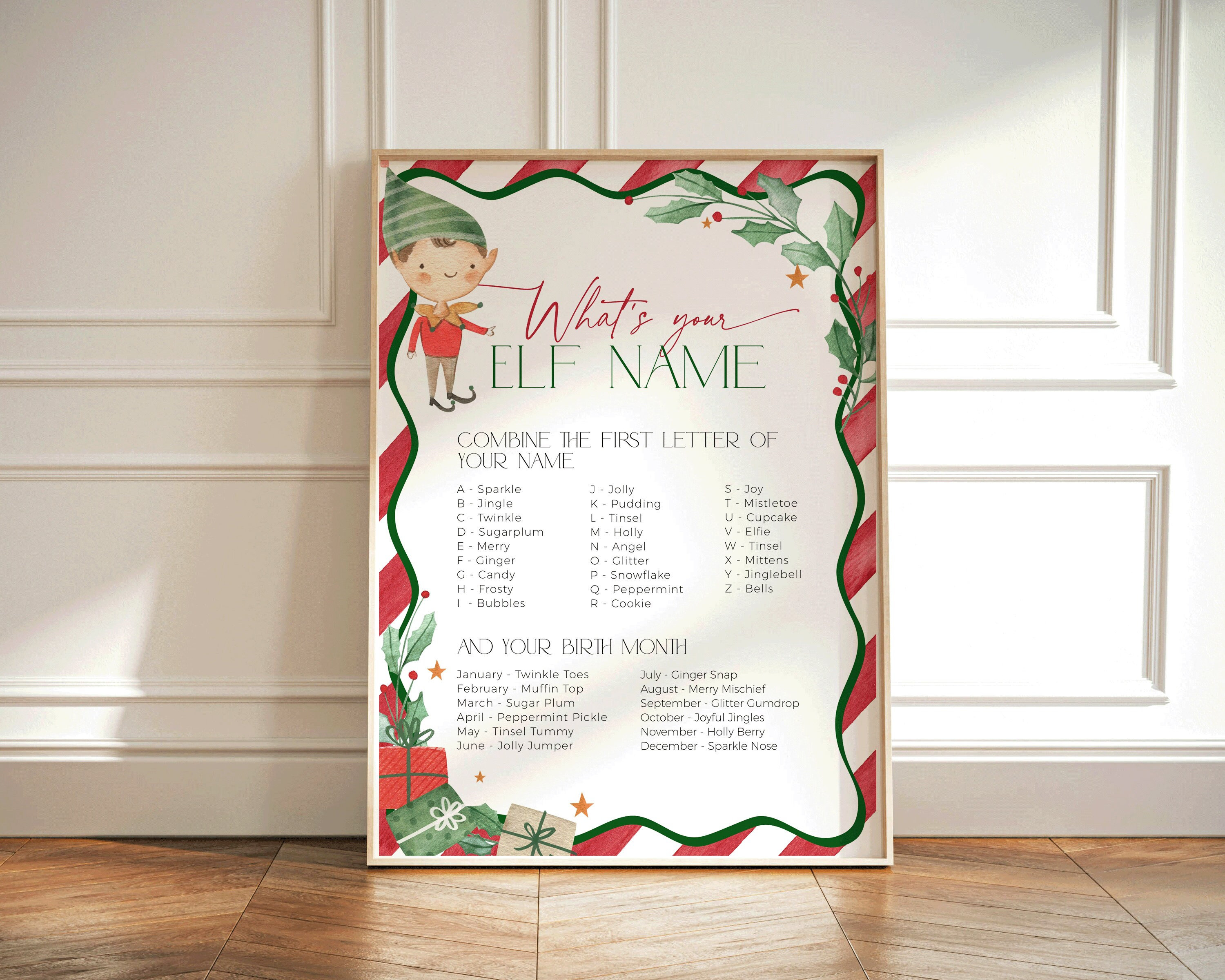 Elf Name Game PRINTABLE, Whats Your Elf Name Generator Template, Elf ...