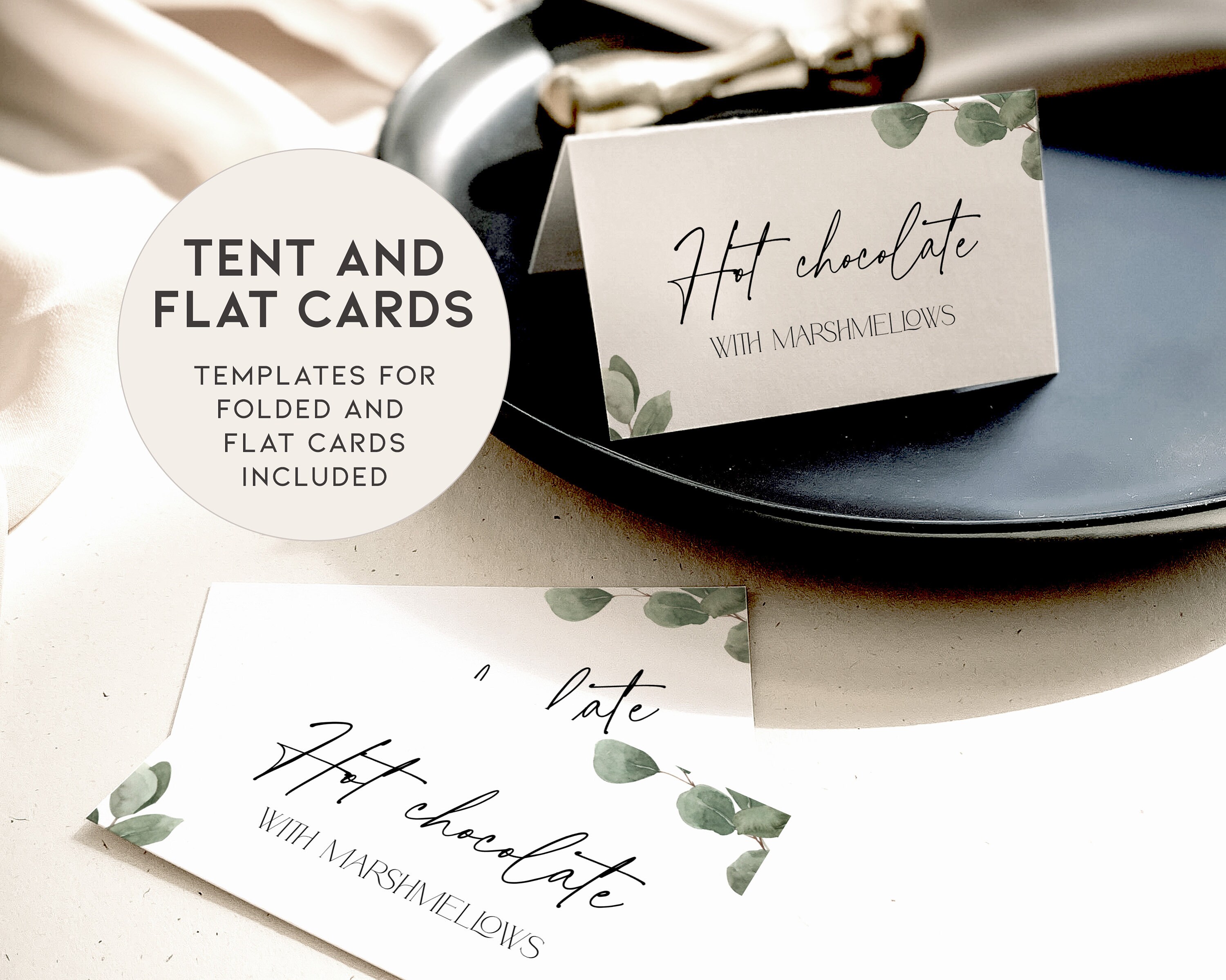 Eucalyptus Buffet Cards Bridal Shower, Greenery Tent Table Food Label ...