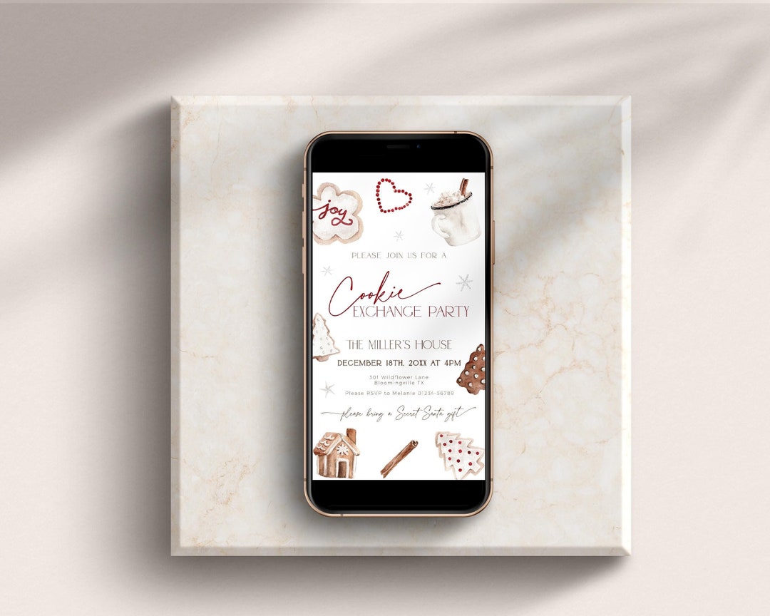 Christmas Cookie Swap Text Invitation, Holiday Santa Exchange Party ...