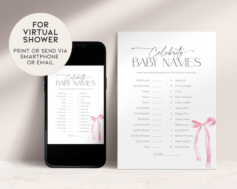 Pink Bow Baby Shower Games Bundle PRINTABLE, Editable Coquette Blush Ribbon Activity Pack ...