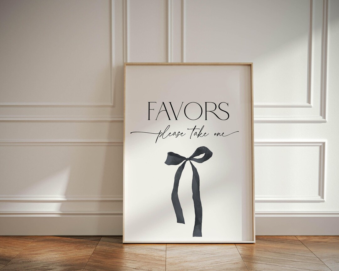 Black Bow Take a Favor Sign Bridal Shower Card, Shes Tying the Knot ...