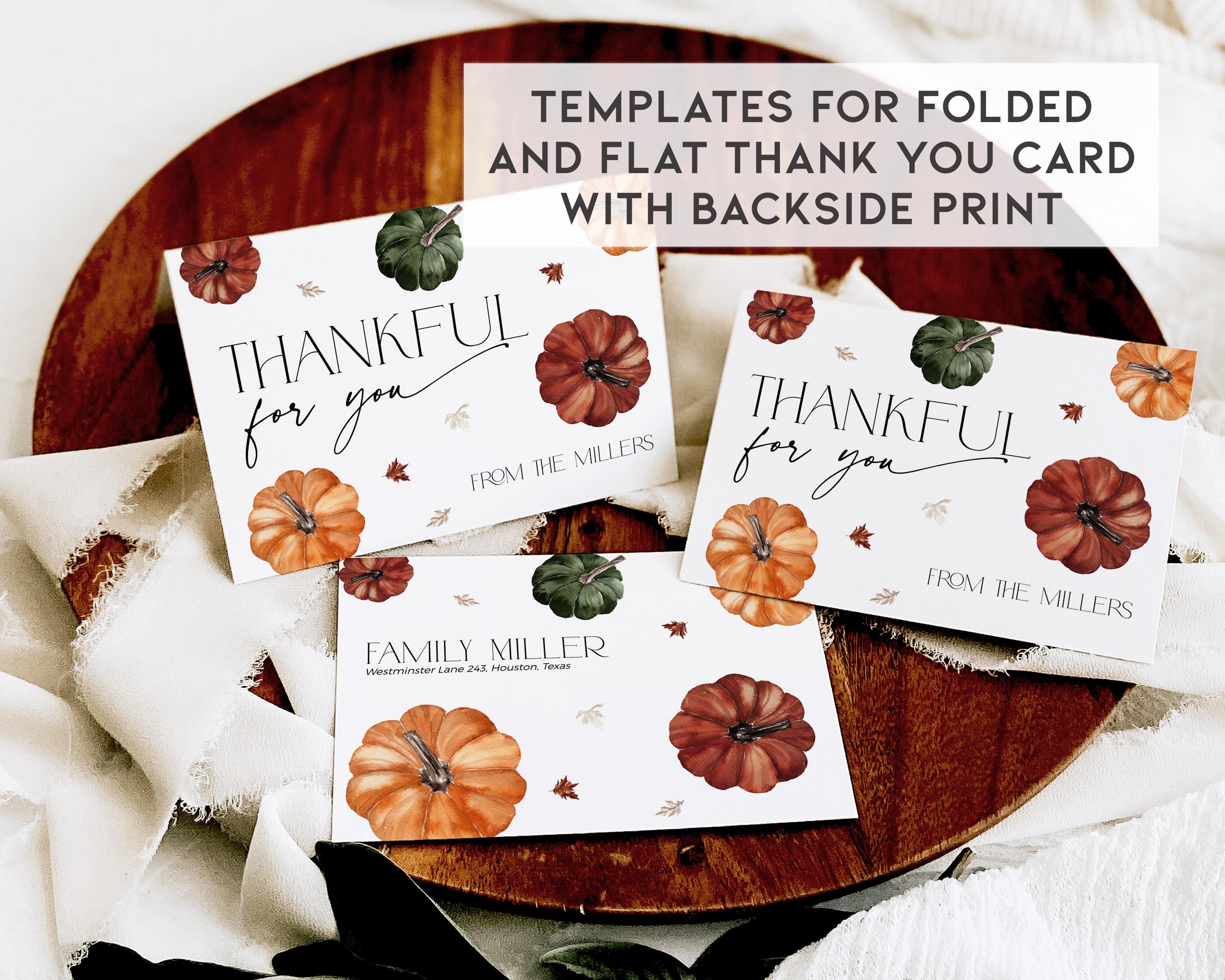 Thankful for You Note, Colorful Pumpkin Holiday Party Thanks Card ...