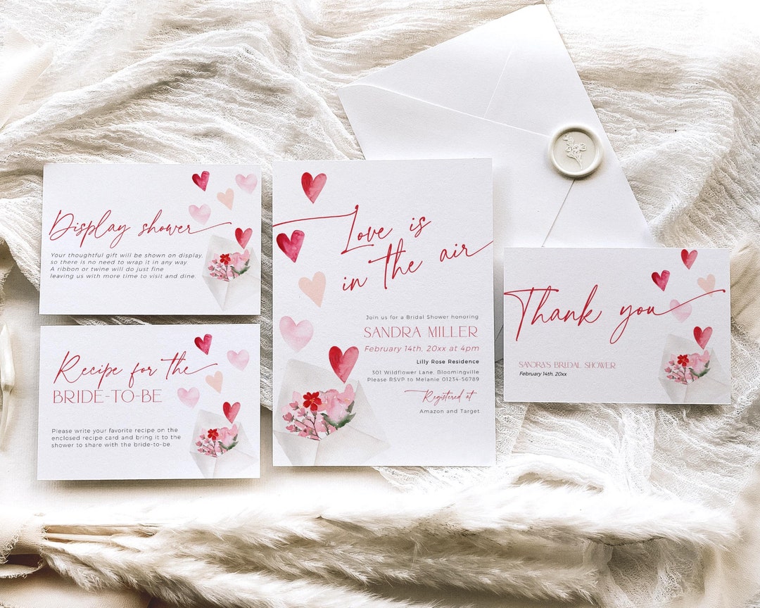 Valentine Bridal Shower Invitation Bundle, Love is in the Air Winter ...
