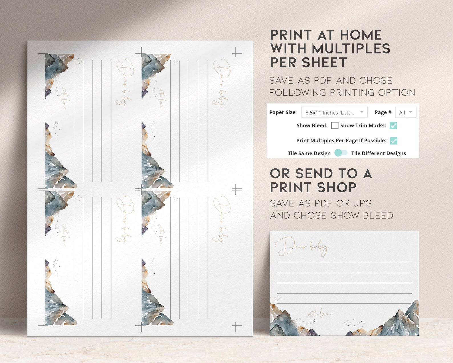 Baby Shower Games Time Capsule Card Baby Wishes, Mountain Themed Funny ...
