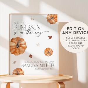 Little Pumpkin Baby Shower Welcome Sign, Fallin in Love Gender Neutral ...