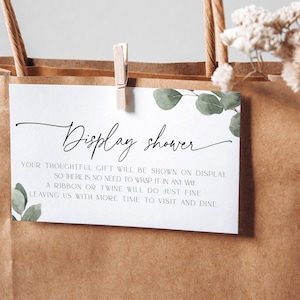 Eucalyptus Bridal Shower Invitation Unwrapped Gift Display, Greenery ...