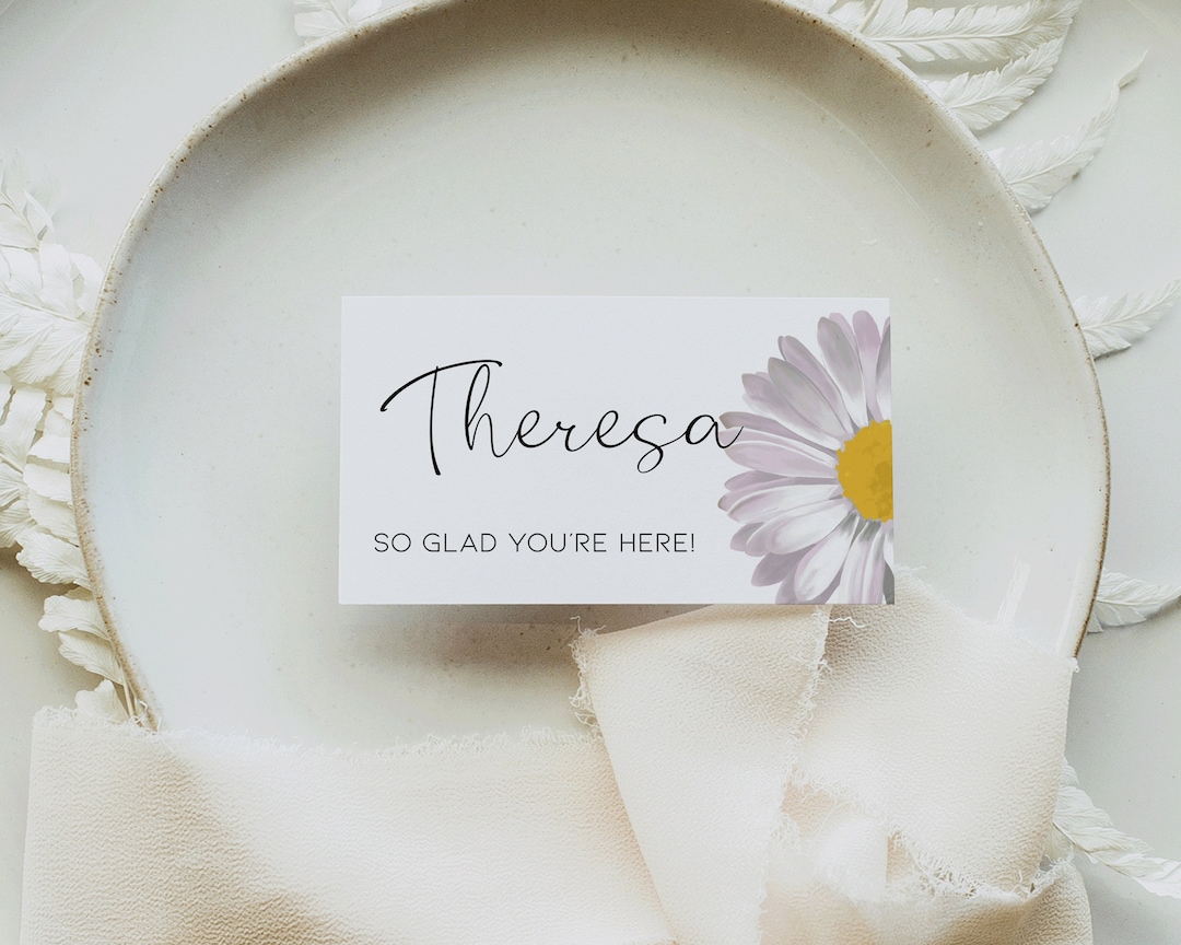 Editable Place Cards Template Daisy Flower, Daisy Name Escort Cards ...
