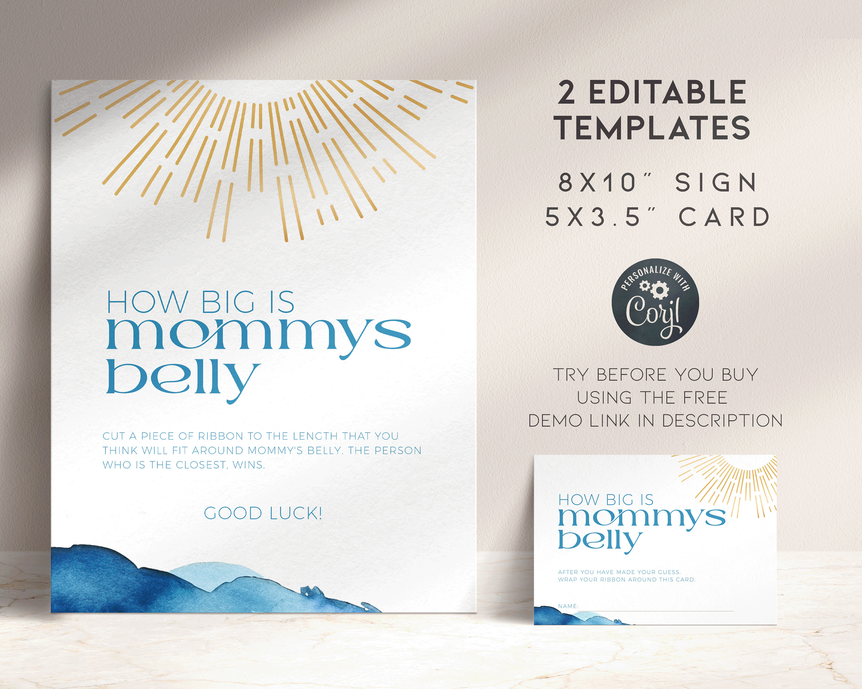 How Big is Mommy's Belly Sign and Ticket Set Here Comes the Son ...