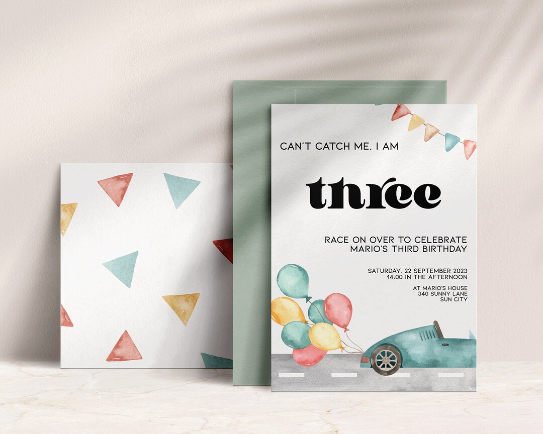 Editable I Am Three Birthday Invitation, 3rd Birthday Party Invite ...