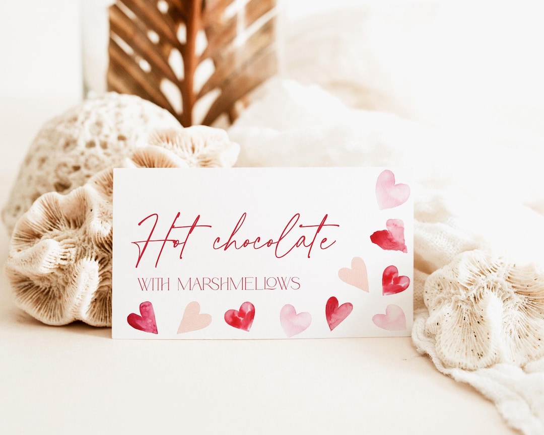 Valentines Party Buffet Cards Template, Red and Pink Hearts Girl Baby ...