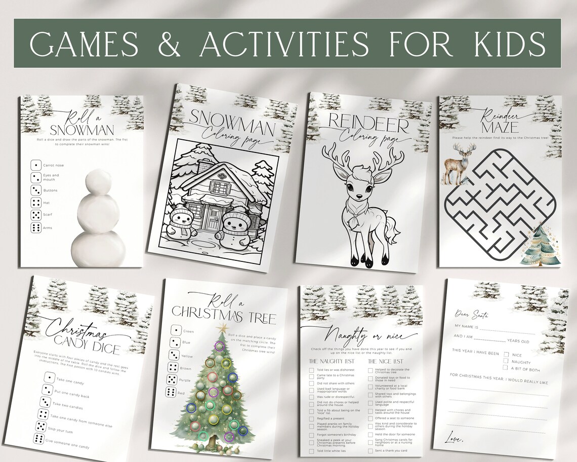 Christmas Bundle Games for Adults and Kids, Printable Holiday Activity ...