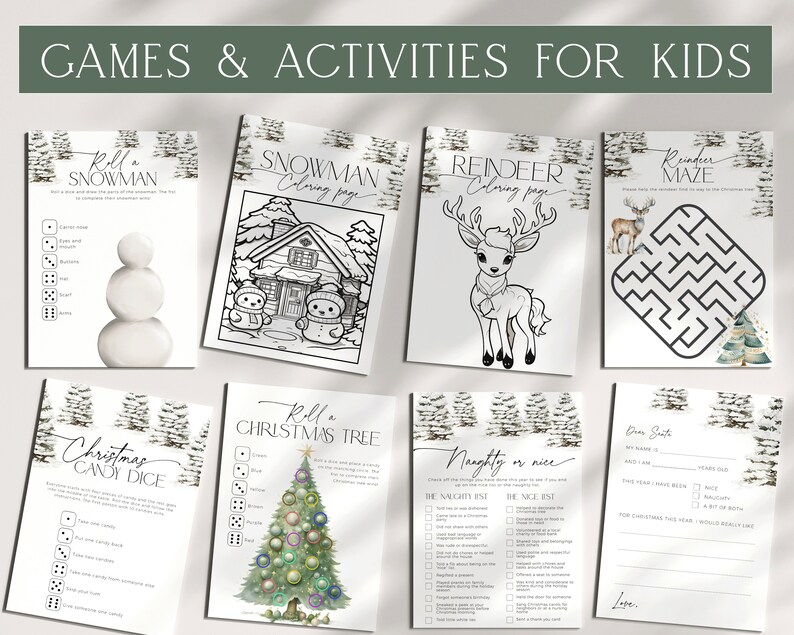 Christmas Bundle Games for Adults and Kids, Printable Holiday Activity ...