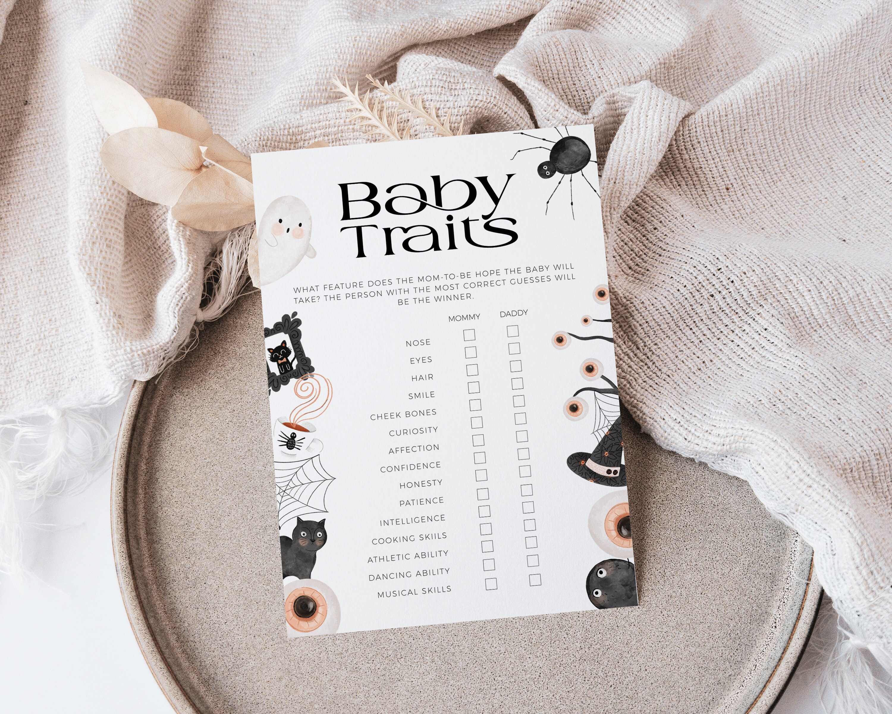 Editable Baby Traits Baby Shower Game Pastel Halloween DIY - Etsy
