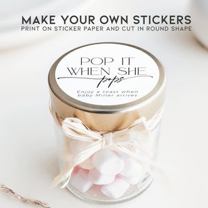 Pop It When She Pops Label Printable, Editable Baby Shower Favor Bag ...