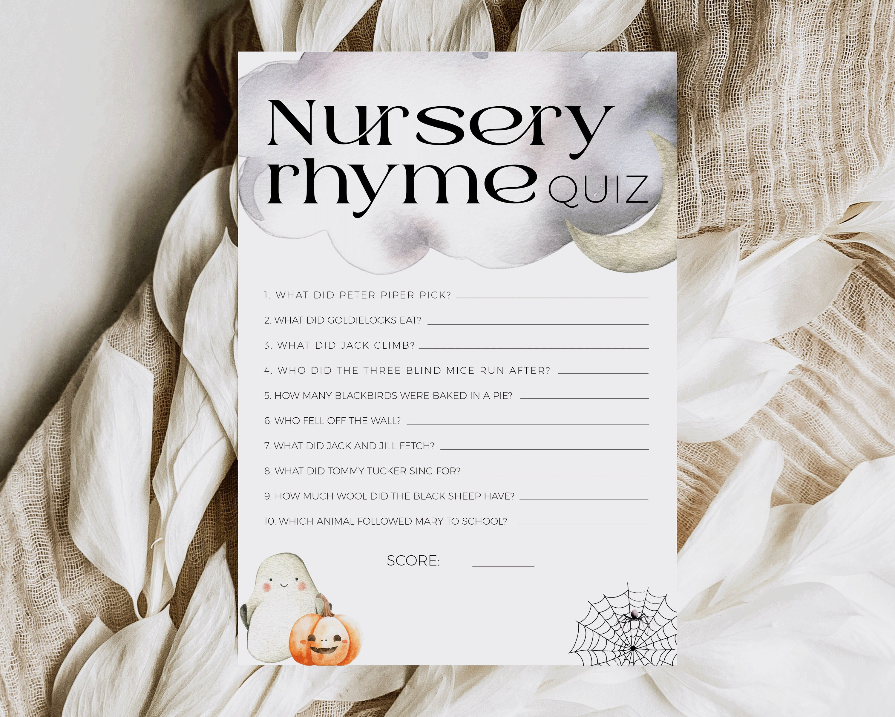 Nursery Rhymes Quiz Baby Shower Game PRINTABLE A Little Boo - Etsy