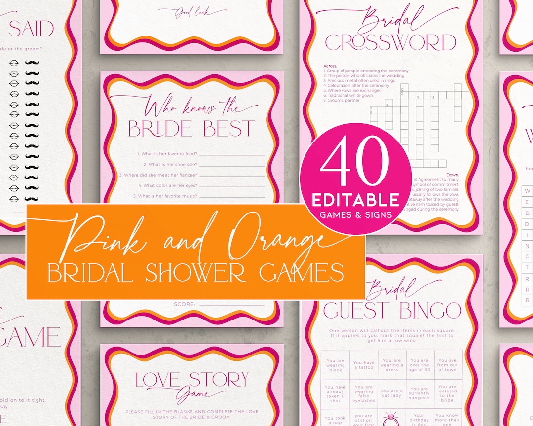Bridal Shower Wavy Border Games, Editable Hen Party Game Bundle, Hot ...