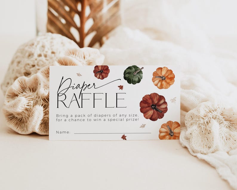 Colorful Little Pumpkin is on the Way Diaper Raffle Ticket Invite ...