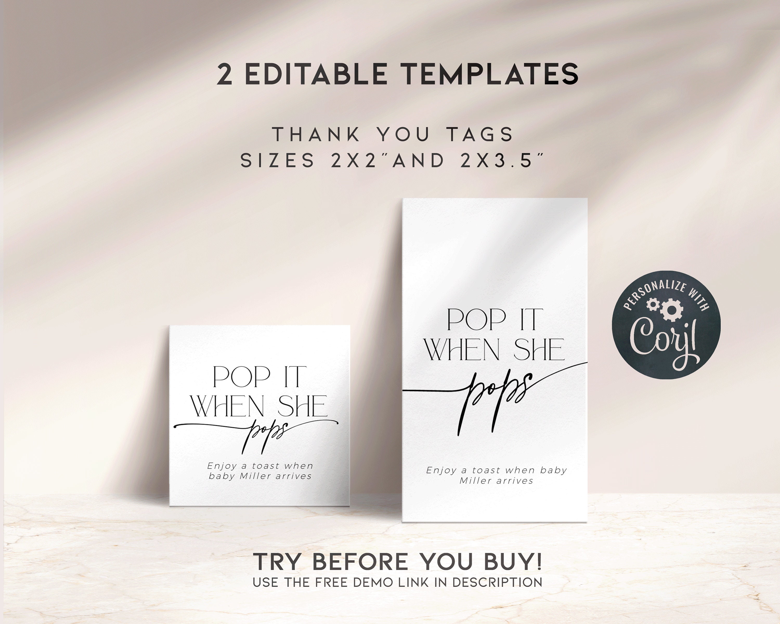 Pop It When She Pops Label Printable, Editable Baby Shower Favor Bag ...