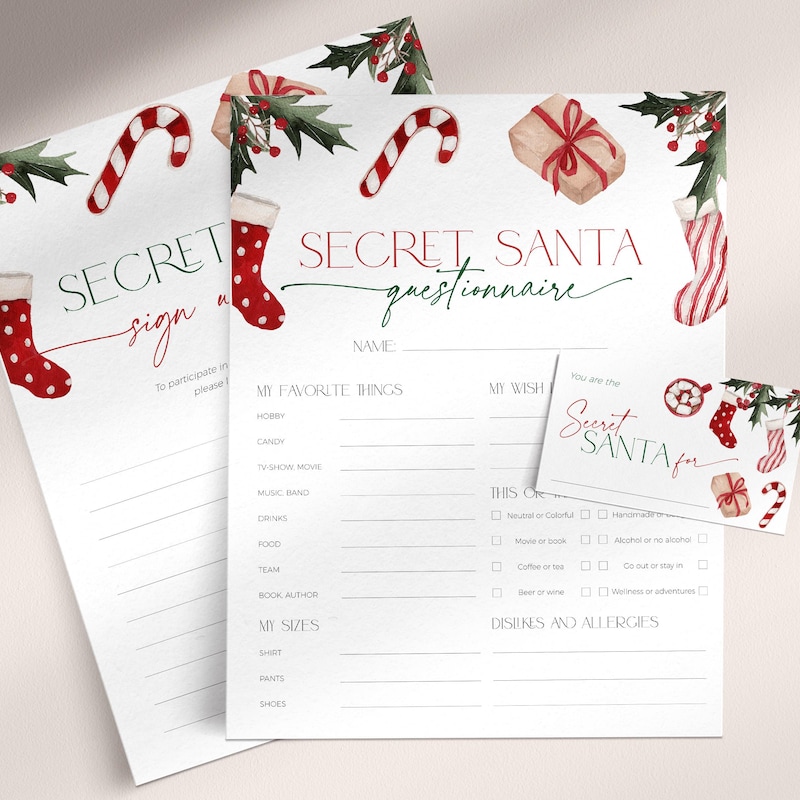 Secret Santa Work Card - Etsy UK