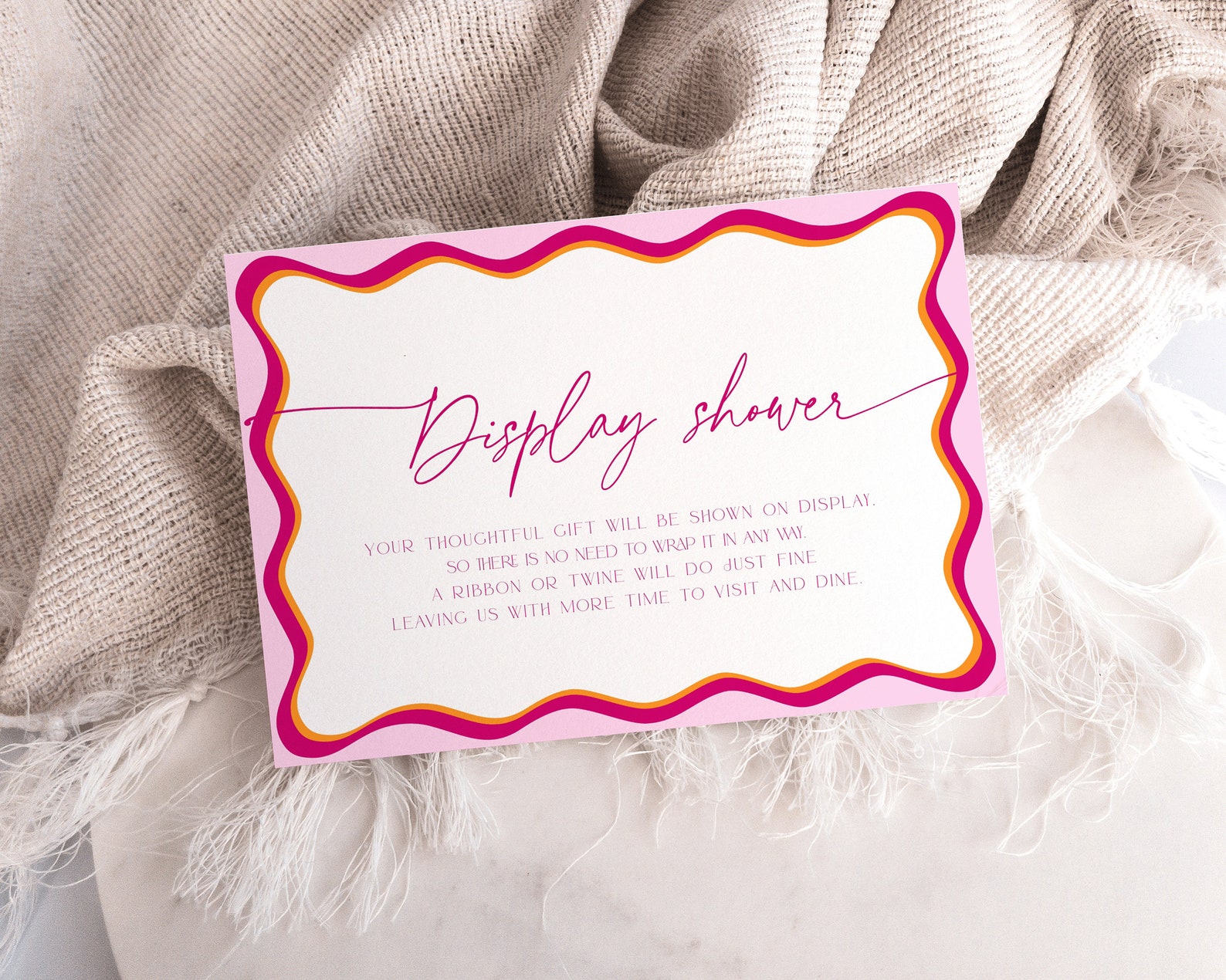 Wavy Border Unwrapped Gift Display Bridal Shower PRINTABLE, Magenta ...