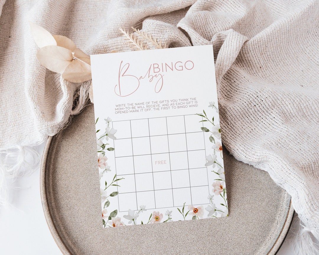 Wildflower Baby Shower Gift Bingo, Girl Baby in Bloom Funny Game ...