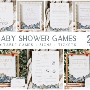 Mountain Themed Baby Shower GAMES BUNDLE Printable, Adventure Awaits ...